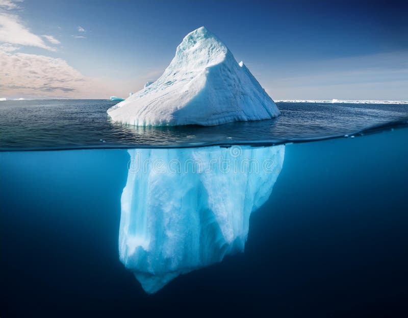 Iceberg - Hidden Danger and Global Warming Concept Stock Illustration ...