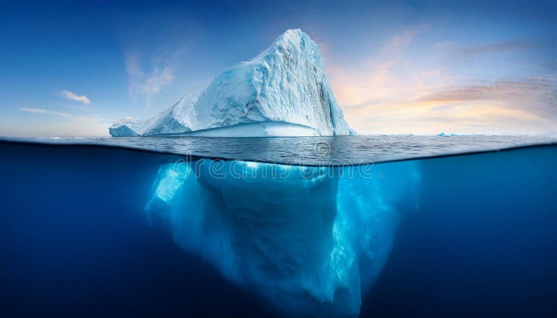 Iceberg - Hidden Danger and Global Warming Concept Stock Illustration ...
