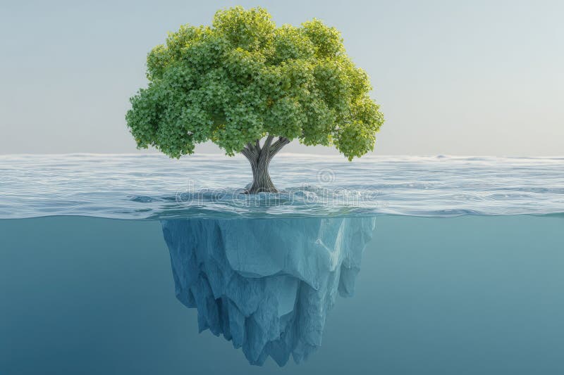 Tree on Iceberg stock illustration. Illustration of iceberg - 389858776