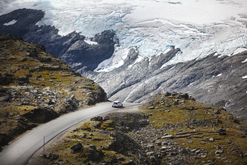 Iceberg with Mountain Road and a Car Stock Photo - Image of alone ...
