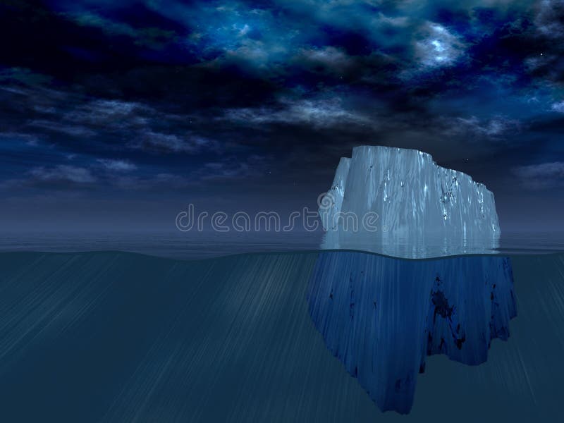 Iceberg at night stock illustration. Illustration of beneath - 16539207
