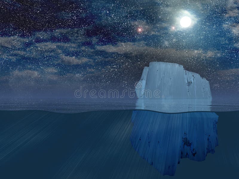 Iceberg at night stock illustration. Illustration of beneath - 125758761