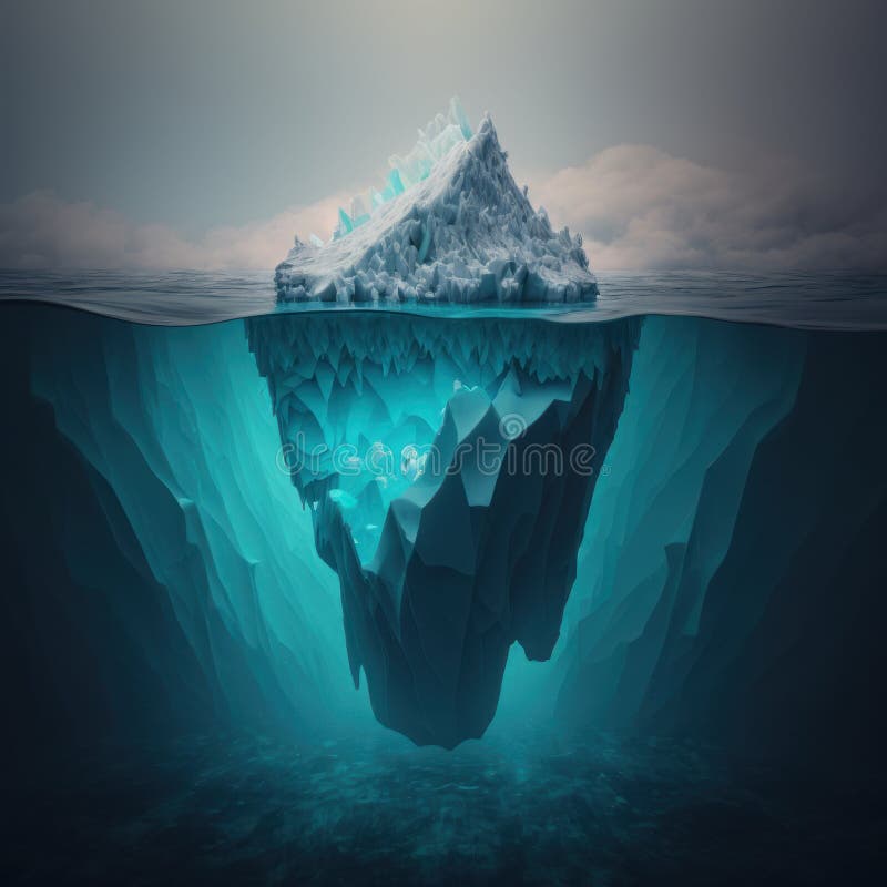 Iceberg in the Ocean. Generative AI Stock Illustration - Illustration ...