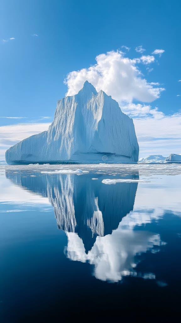 Iceberg Reflection on Calm Arctic Waters in Bright Sunlight Stock Image ...