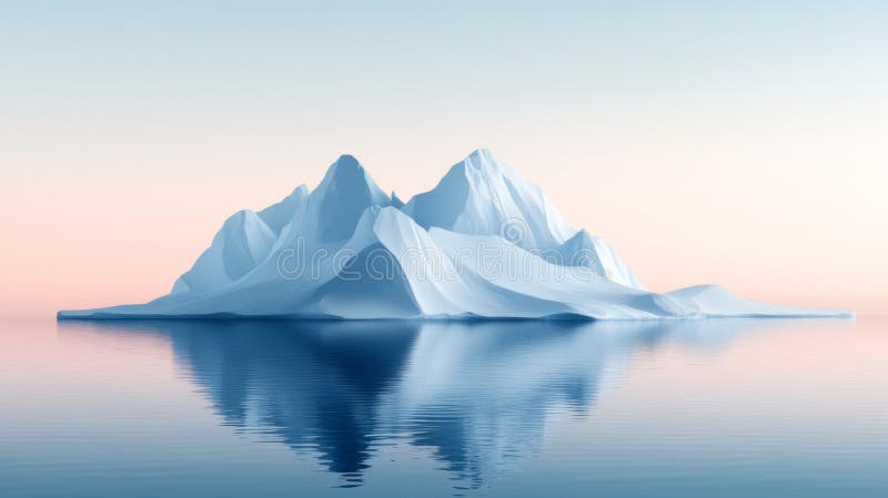 Iceberg Reflection in Calm Water at Dawn Stock Illustration ...