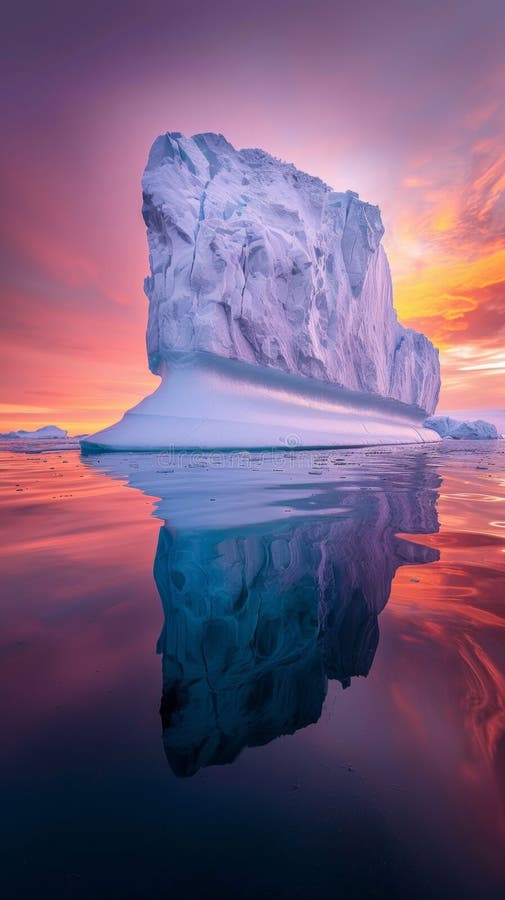 Iceberg Reflection at Sunset in the Arctic Stock Image - Image of ...