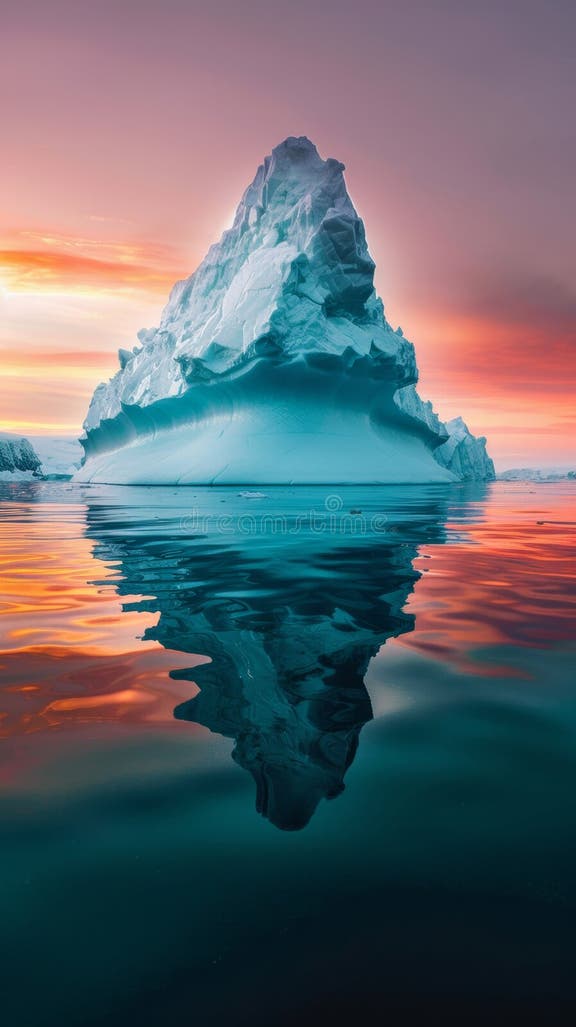 Iceberg Reflection during Sunset Stock Photo - Image of iceberg ...