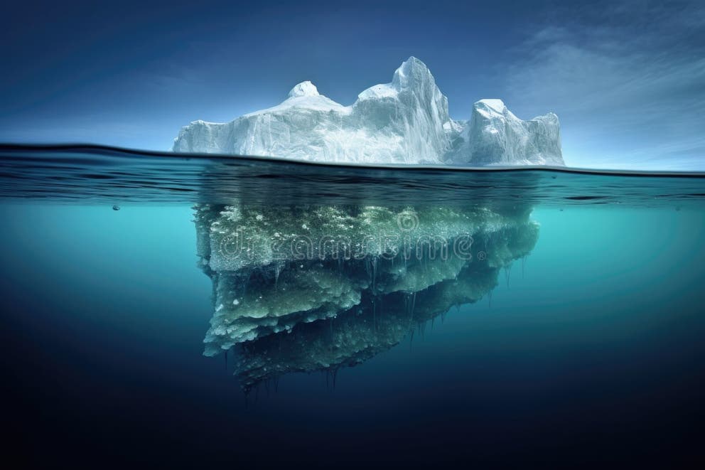 Iceberg Reflection on Water Surface from Beneath Stock Illustration ...