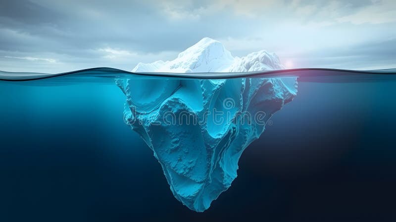 Iceberg Seen Above and Below Water. Stock Illustration - Illustration ...
