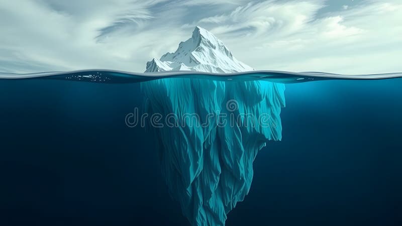 Iceberg Seen Above and Below Water. Stock Illustration - Illustration ...