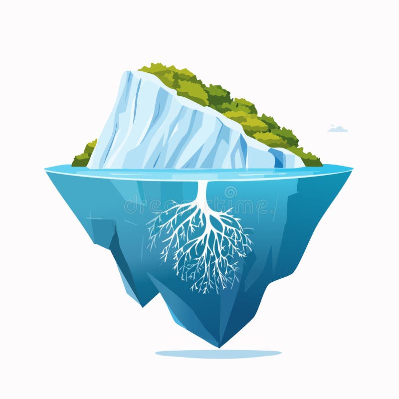 Iceberg with Underwater Tree Root Structure Floats on Arctic Ocean ...