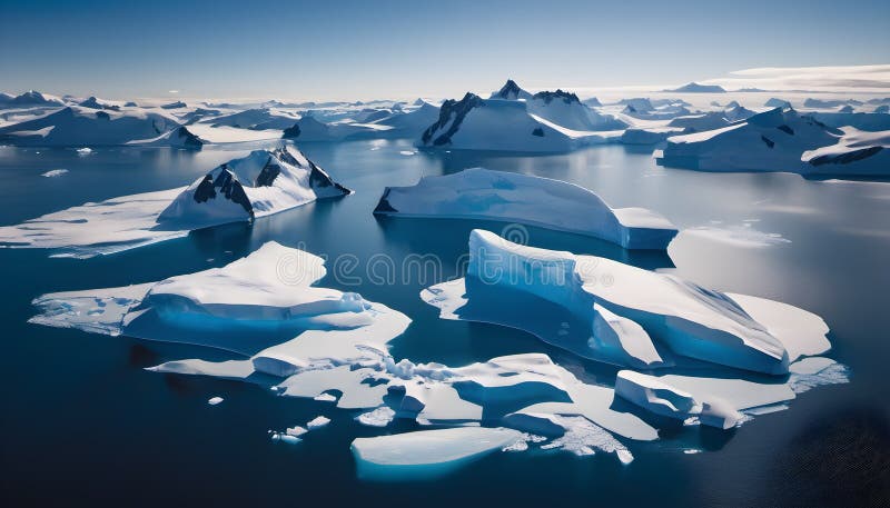 Icebergs Float in the Arctic Ocean Stock Illustration - Illustration of ...