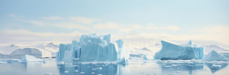 Icebergs Floating in the Arctic Ocean. Panoramic Banner Stock ...