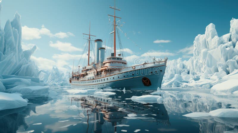 Icebreaker Ship on the Ice in the Sea, Iceberg Icebreaker Stock ...