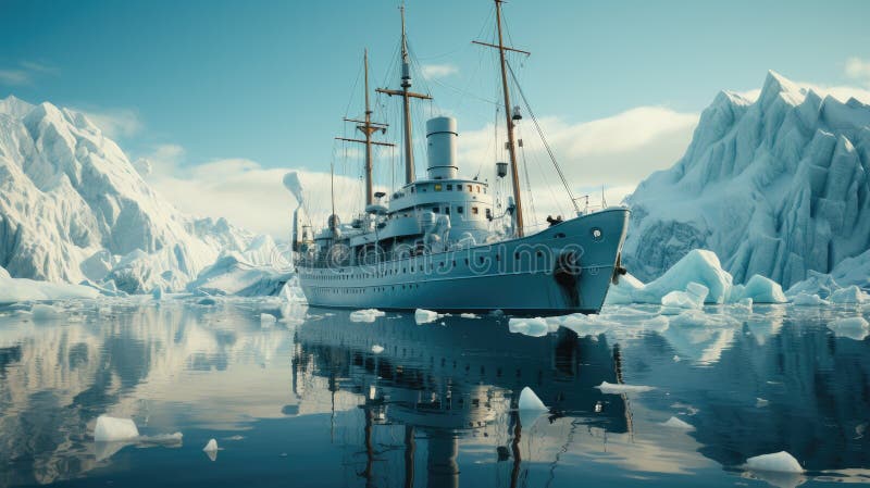 Icebreaker Ship on the Ice in the Sea, Iceberg Icebreaker Stock ...