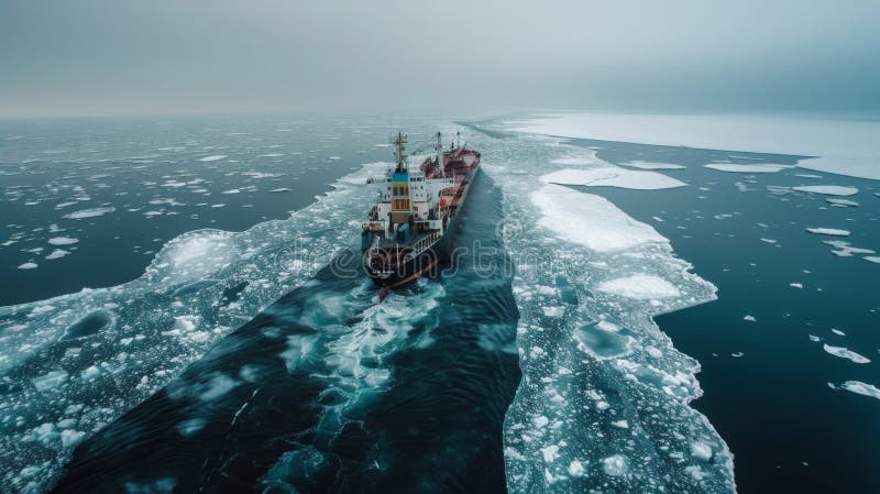 Icebreaker Ship Navigating Frozen Arctic Waters during Winter Daylight ... Icebreaker Ship Navigating Frozen Arctic Waters during Winter Daylight ...