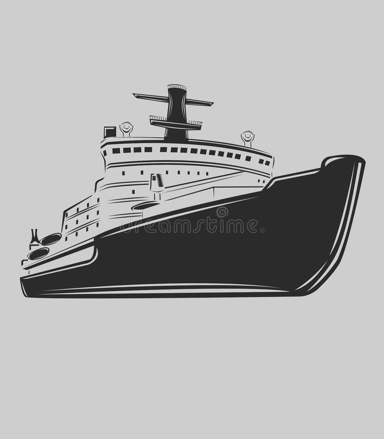 Icebreaker Vector Illustration. Nuclear Powered Ship. Arctic Expedition ...