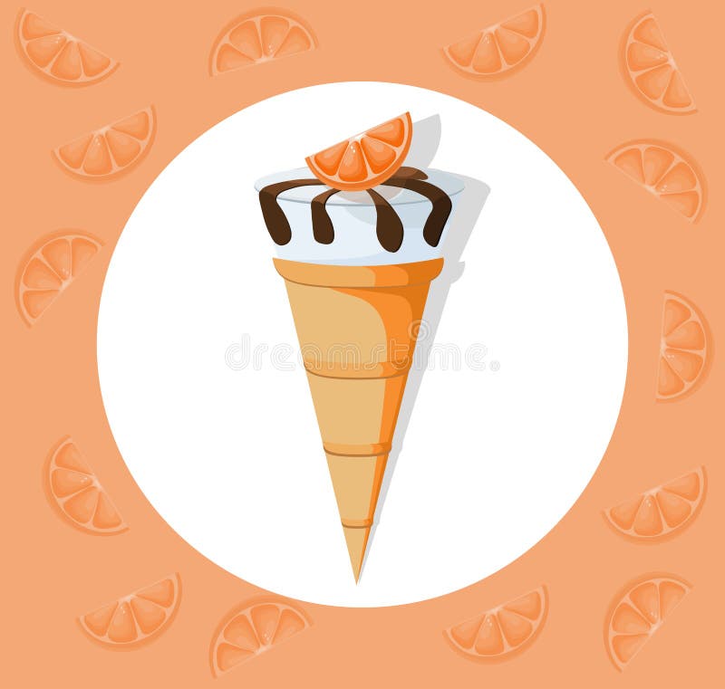 Icecream Cone Delicious Icon Flat Style. Vector Sweet Illustration ...