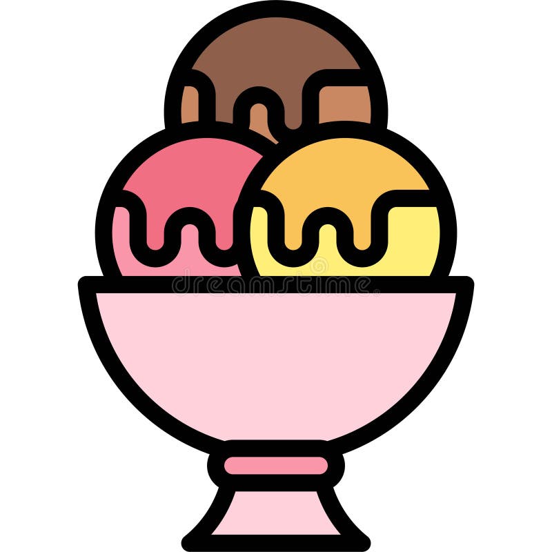 Icecream Sundae Icon, Birthday Party Related Vector Illustration Stock ...