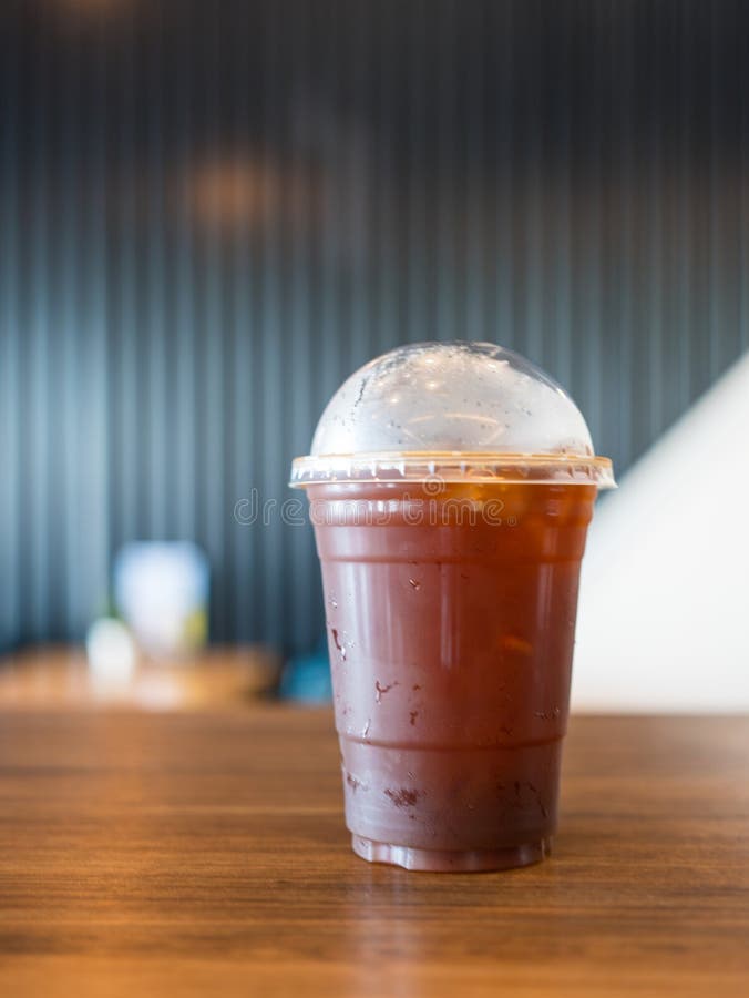 Iced Americano Coffee in Plastic Cup Stock Photo - Image of showing ...