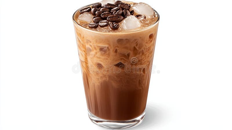 Iced Americano in a Glass with Ice and Coffee Beans. Stock Image ...