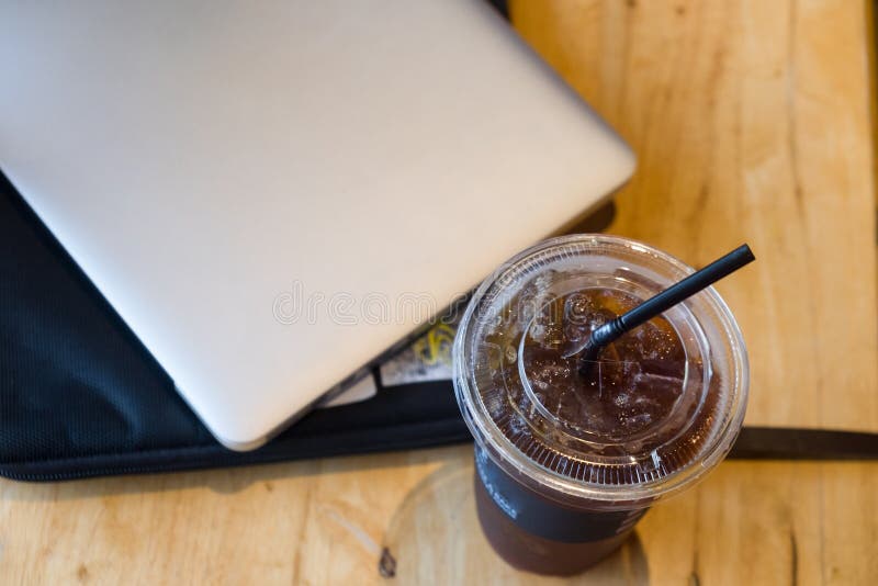 Top View of Americano Coffee Glass Shown Ice and Black Coffee Stock ...