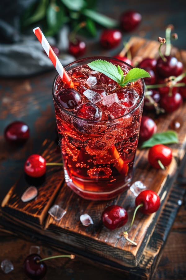 Iced Berry Lemonade with Fresh Mint. Refreshing Drink Concept Stock ...