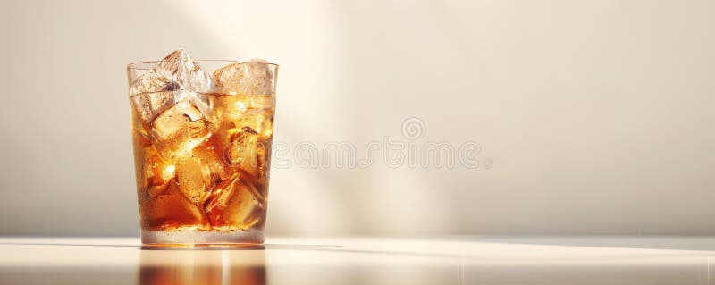 Iced Beverage on a Smooth, Glossy Surface, with a Significant Area Left ...