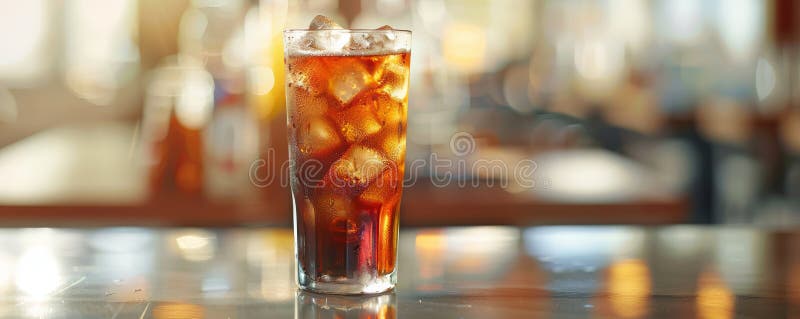 Iced Beverage on a Smooth, Glossy Surface, with a Significant Area Left ...