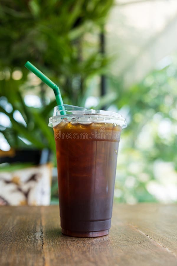 Iced Americano Blend in Plastic Cup Stock Photo - Image of cozy, coffee ...