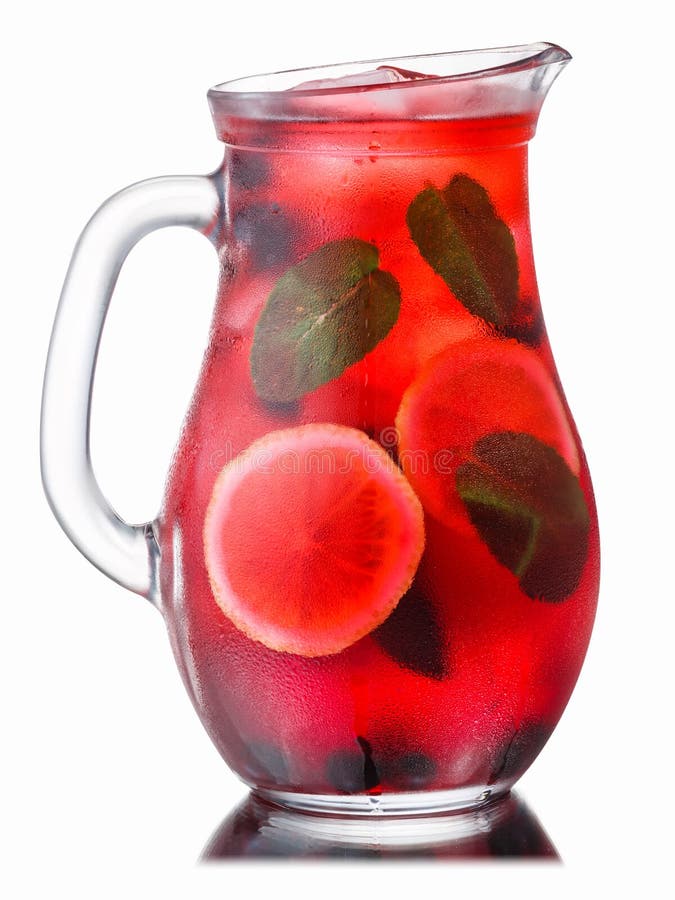 Iced Blueberry Mint Lemonade Pitcher, Paths Stock Photo - Image of ...