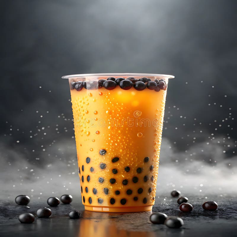 Iced Boba Tea with Tapioca Pearls Stock Illustration - Illustration of ...