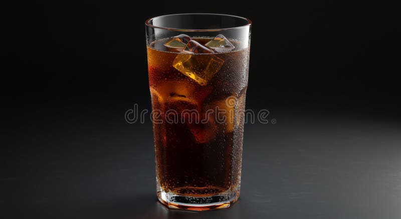 Iced Brown Soda in a Glass on Dark Background Stock Illustration ...
