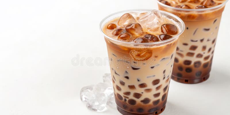 Iced Brown Sugar Boba Plastic Cup, Close-up Stock Illustration ...