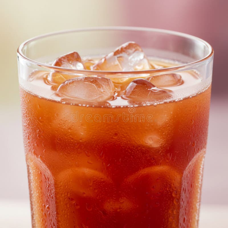 Iced Brown Tea in a Glass with Ice Cubes Stock Illustration ...