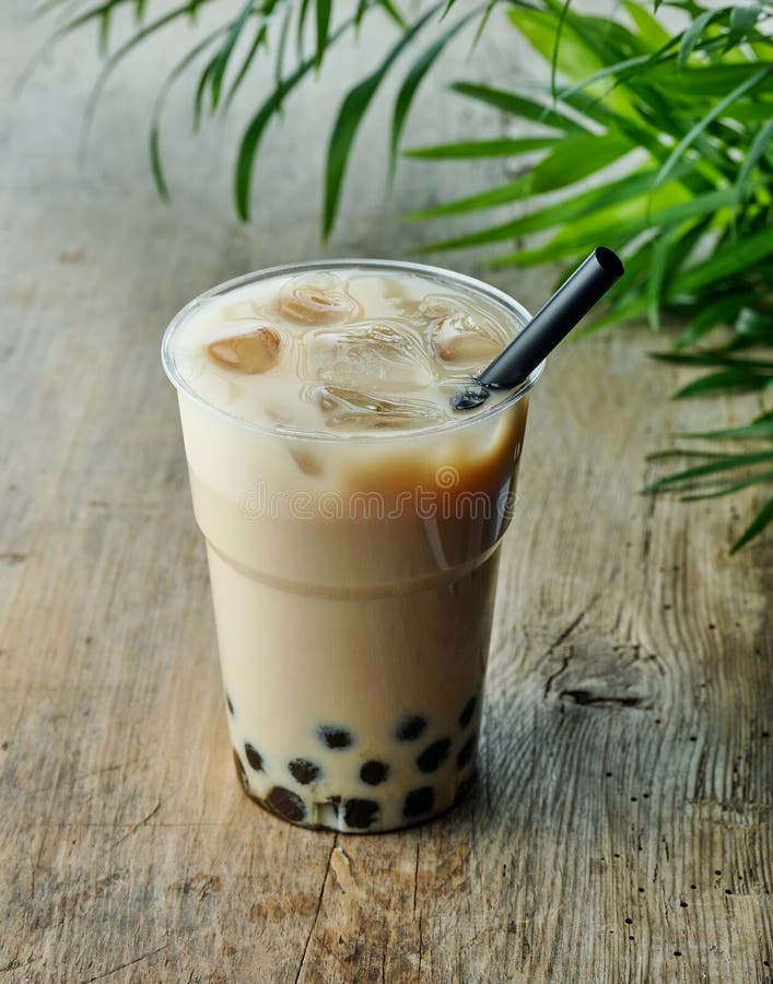 Iced bubble tea stock image. Image of brown, pink, pearl - 186846051