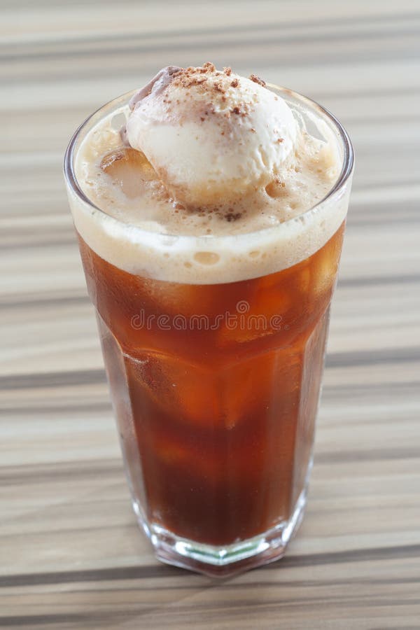 Iced Cappuccino Caramel with Creamy Float Stock Photo - Image of ...