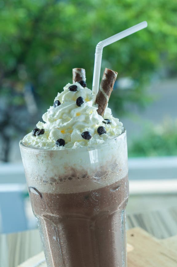 Iced Choco Float Drink Blend with Chocolate Ice Cream Stock Photo ...