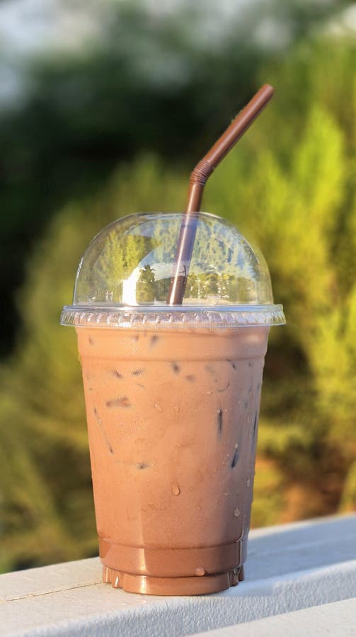Iced Chocolate, Cocoa in Clear Plastic Cup Stock Image - Image of ...