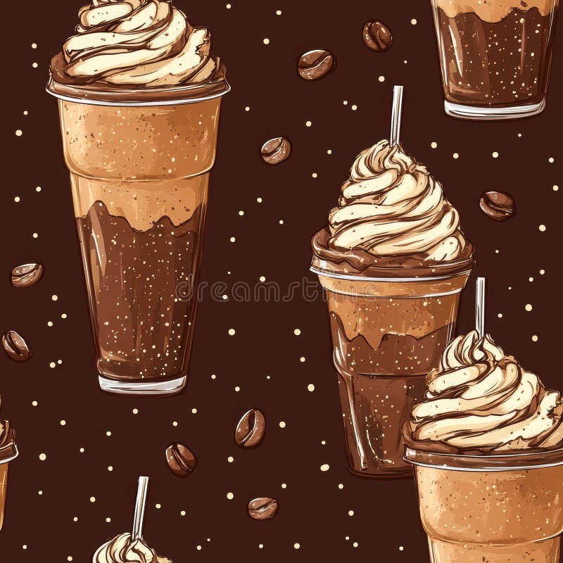 Iced Chocolate Coffee Seamless Pattern Artwork for Print and Design ...
