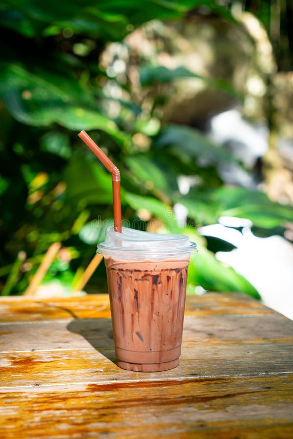 Iced Chocolate Milkshake on Table Stock Image - Image of cold ...