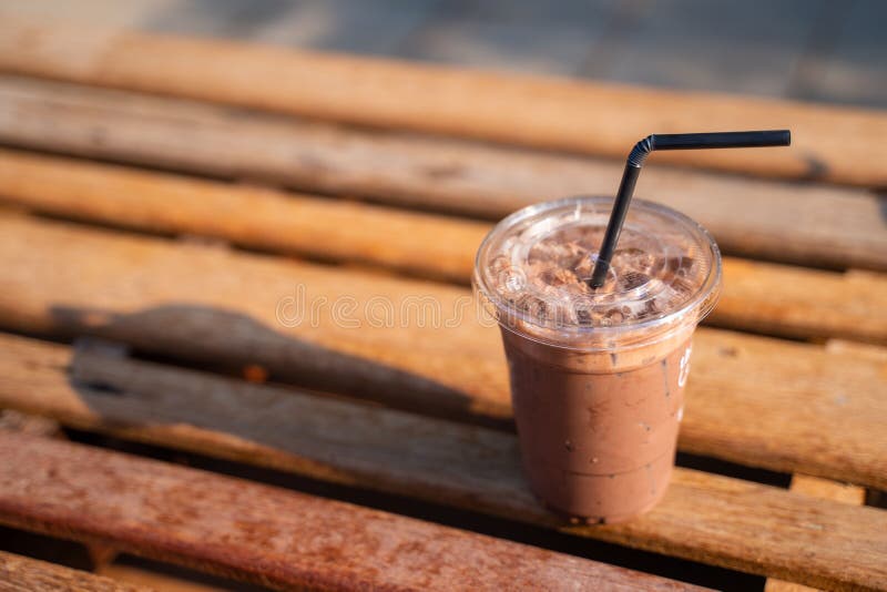 Iced Chocolate in Plastic Glass Stock Image - Image of chocolate, cafe ...