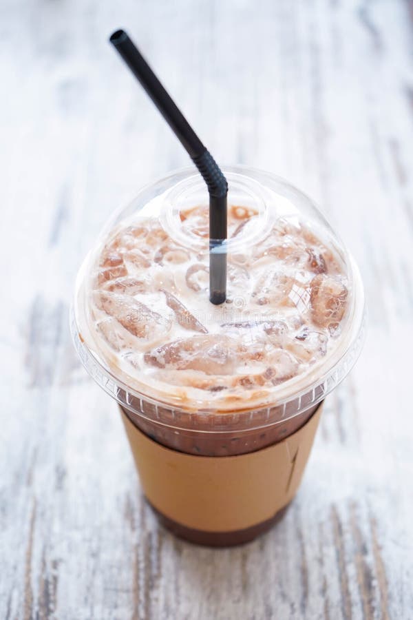Iced Chocolate in Plastic Glass Stock Photo - Image of plastic, food ...