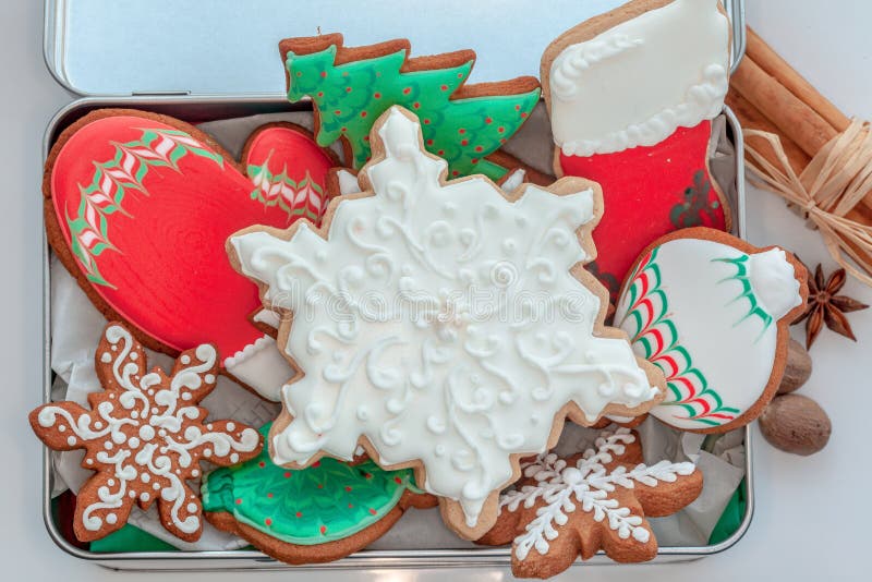 Iced Christmas Cookies. stock photo. Image of cookie - 63051916