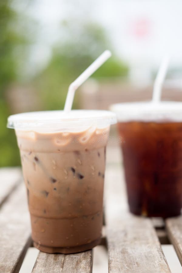 Iced Coco or Chocolate with Straw in Plastic Cup Stock Image - Image of ...