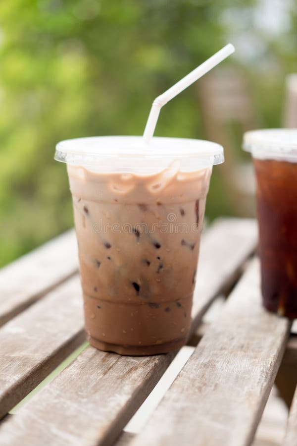 Iced Coco or Chocolate with Straw in Plastic Cup Stock Image - Image of ...