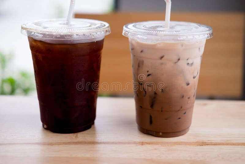 Iced Coco and Ice Black Coffee Stock Image - Image of served, drink ...