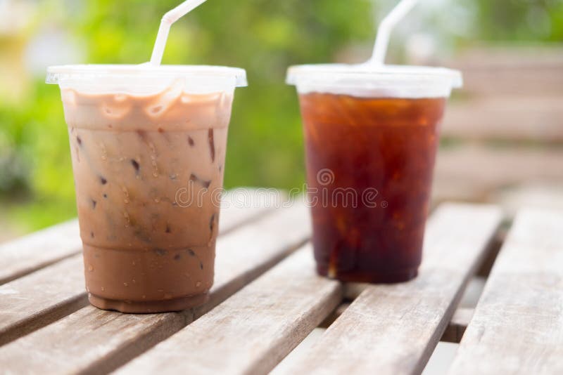 Iced Coco and Ice Black Coffee Stock Photo - Image of beverage, foam ...