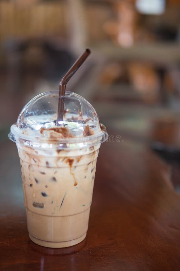 Iced cocoa in takeaway cup stock image. Image of flavor - 93488149