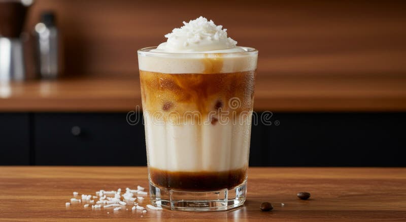 Iced Coconut Cream Coffee: Layered Espresso Drink with Whipped Cream ...